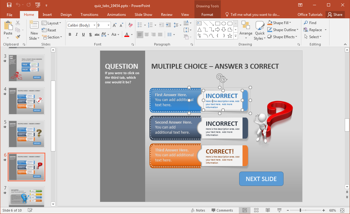Create A Quiz In PowerPoint With Quiz Tabs PowerPoint Template
