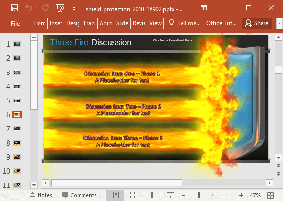 Creatively designed fire themed slides - FPPT
