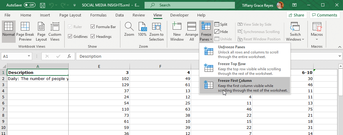 freeze first column in excel - FPPT