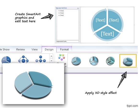 3d Circular Flow Diagram In Powerpoint Using Shapes