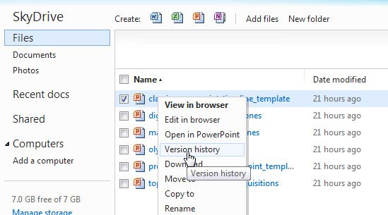 Document Version Control using SkyDrive Document Version Control using SkyDrive