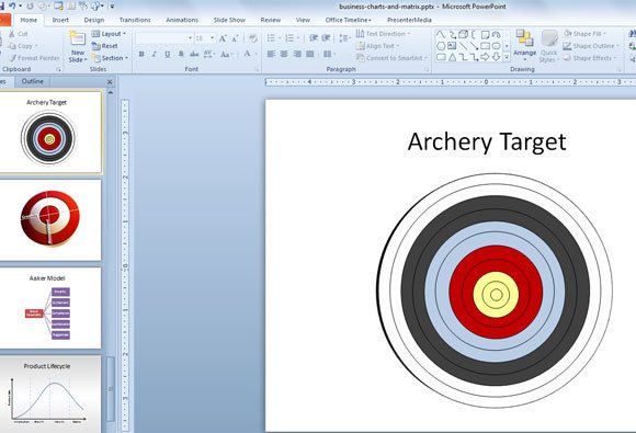 Drawing an Archery Target in PowerPoint 2010 using Shapes