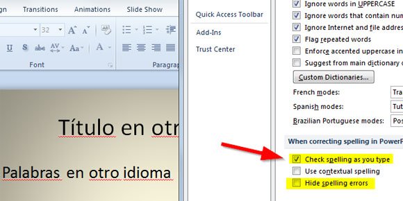 Turn Off Automatic Spelling Checker in PowerPoint 2010