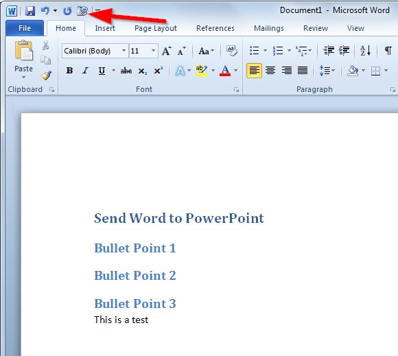 Send Word to PowerPoint