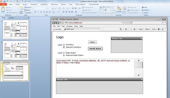 Wireframe Stencils for Microsoft PowerPoint