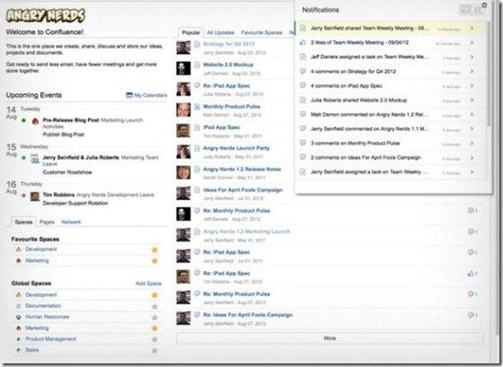 Confluence Allows Corporate Collaboration In A Wiki Like Social Network