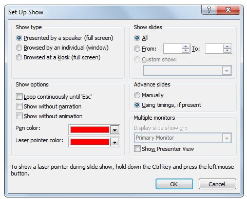 Prepare Your Presentation Slide Show with Set Up Show Dialog