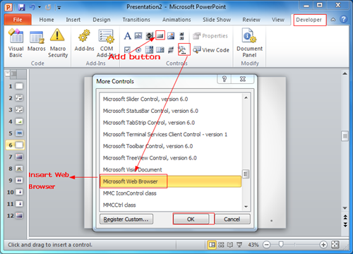 Browsing Webpage directly from a PowerPoint Slide