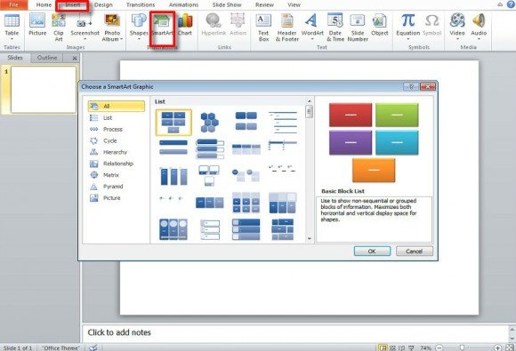 How to Create a Flowchart using SmartArt in PowerPoint 2010