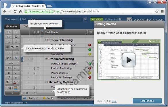 SmartSheet: Spreadsheet Like Online Collaboration Tool For Businesses