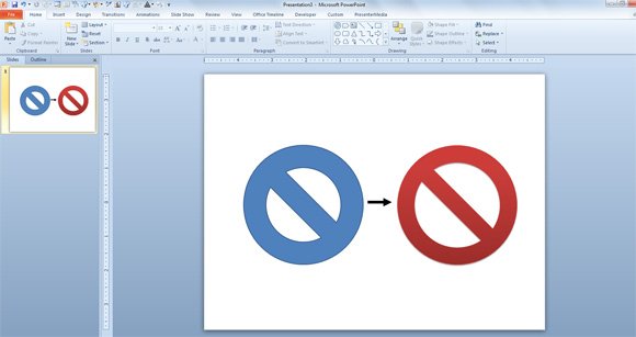 Creating a Red No Sign in PowerPoint 2010 using Shapes