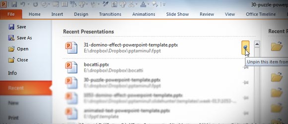 Save Time Working with Recent Documents in PowerPoint using Pushpins