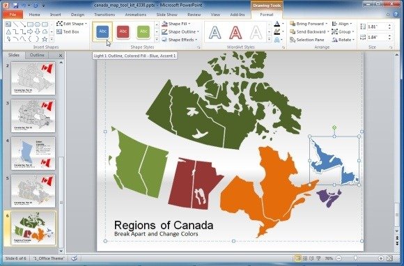 Canada Map Template For PowerPoint Presentations