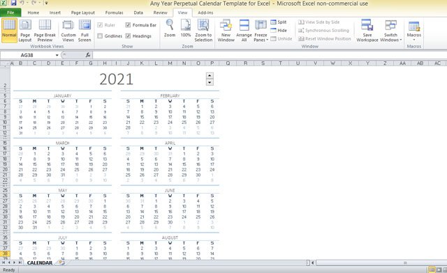 Any Year Perpetual Calendar Template For Excel Any Year Perpetual Calendar Template For Excel