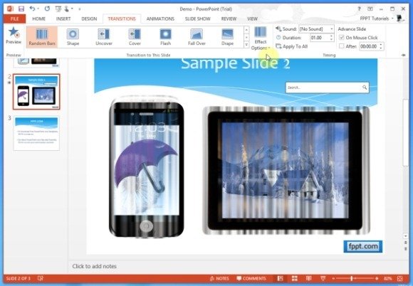 How To Make Good Use Of Random Bars Transition Effect In PowerPoint