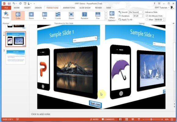 Switch Powerpoint Slides In Style With Cube Box And Rotate Effects