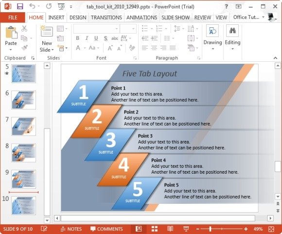 Elegantly Display Bullet Points With PowerPoint Tab Toolkit Template