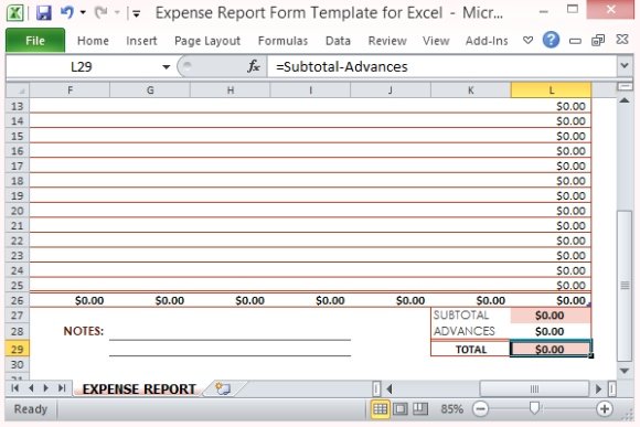 Expense Report Form Template For Excel