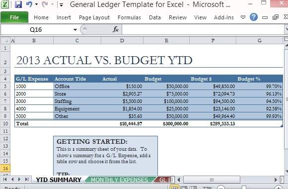 General Ledger Template For Excel