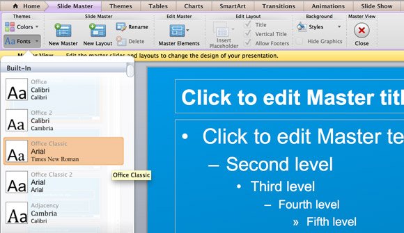 How To Change The Theme Fonts In PowerPoint 2011 For Mac
