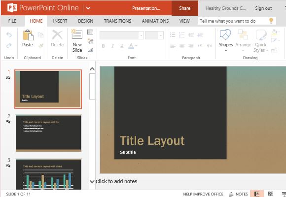 Blue And Tan Gradient Widescreen PowerPoint Template