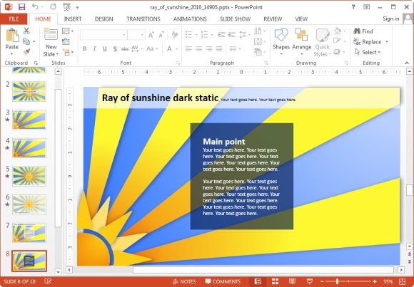 Ray Of Sunshine PowerPoint Template