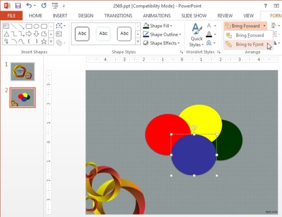 How To Arrange Objects To Front or Back in PowerPoint 2013