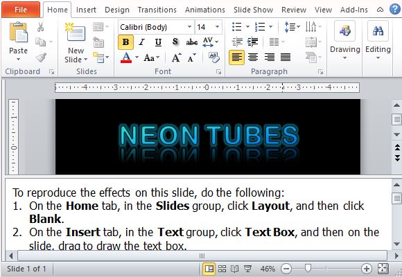 Powerpoint Template With Glowing Neon Text Effect