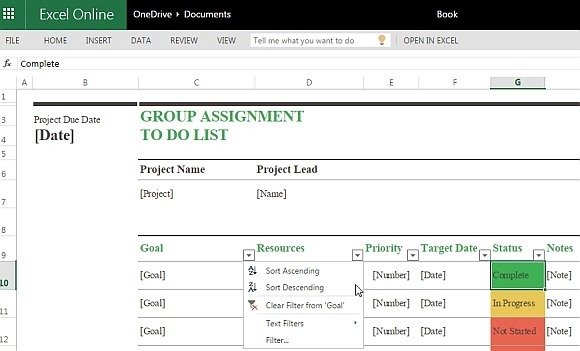 Group Assignment To Do List Template For Excel Online