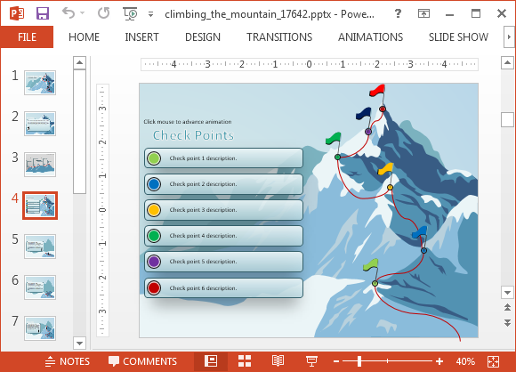 Animated Climbing The Mountain PowerPoint Templates