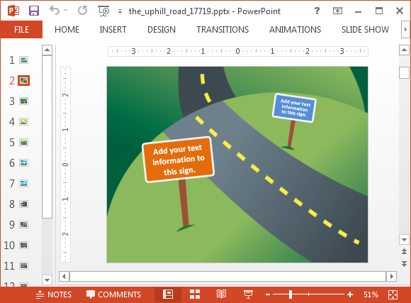 Animated Uphill Road PowerPoint Template