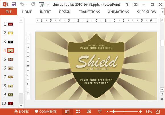 Animated Shield Logo Design Maker Template For PowerPoint