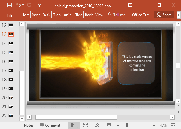Animated Shield And Fire PowerPoint Template