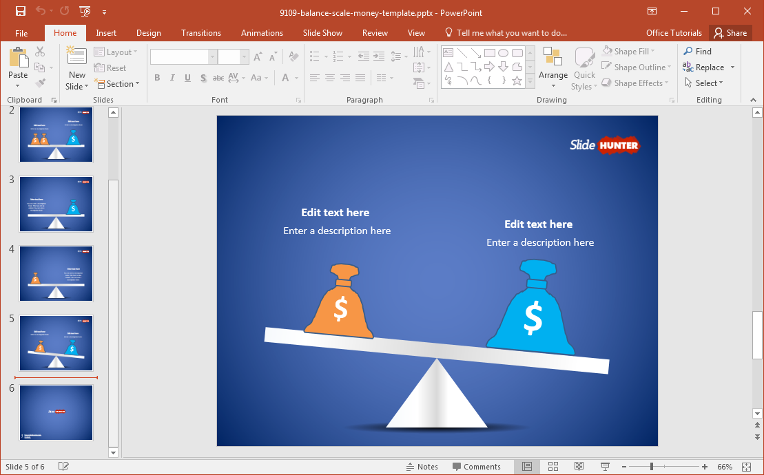 Free Balance Scale With Money Bags PowerPoint Template