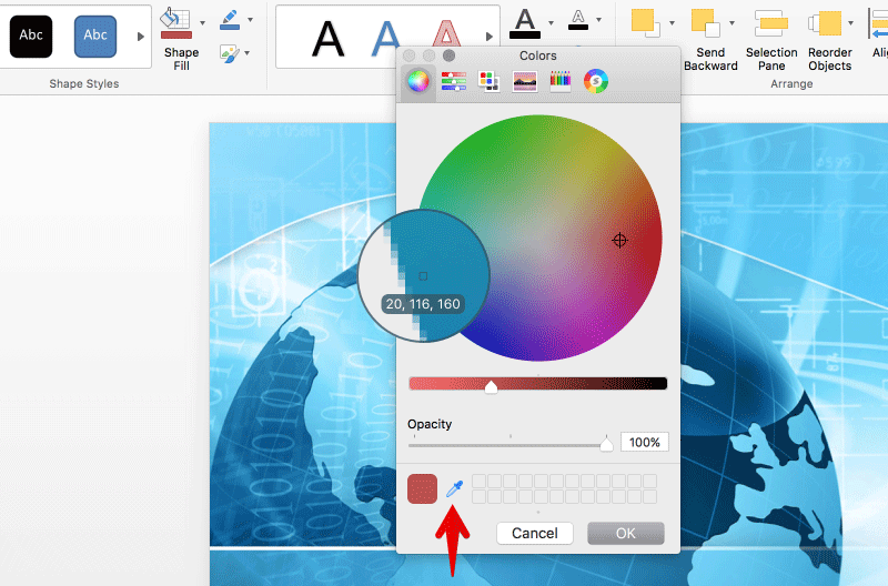 Using Eyedropper In PowerPoint 2016 For Mac