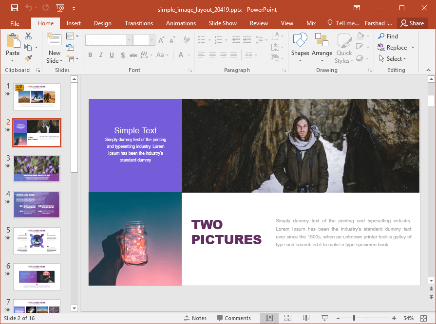 Animated Simple Image Layouts PowerPoint Template