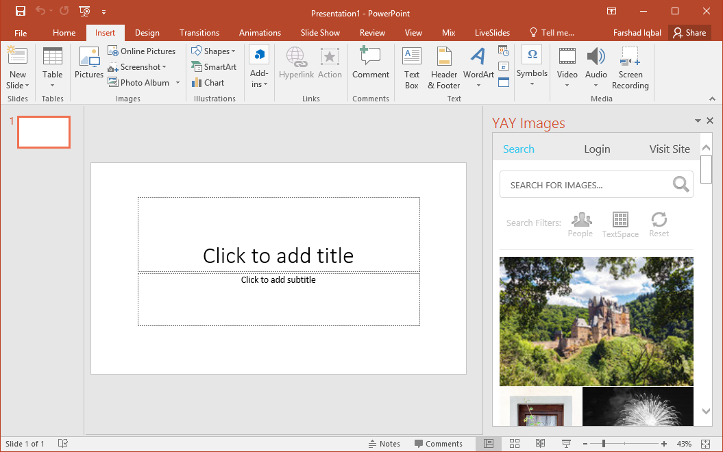 Search & Add High Quality Images in PowerPoint With YAY