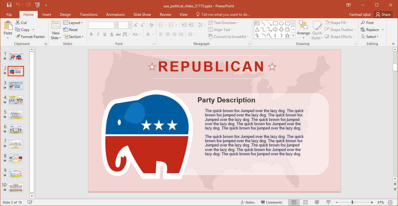 Animated Political Parties in USA PowerPoint Template