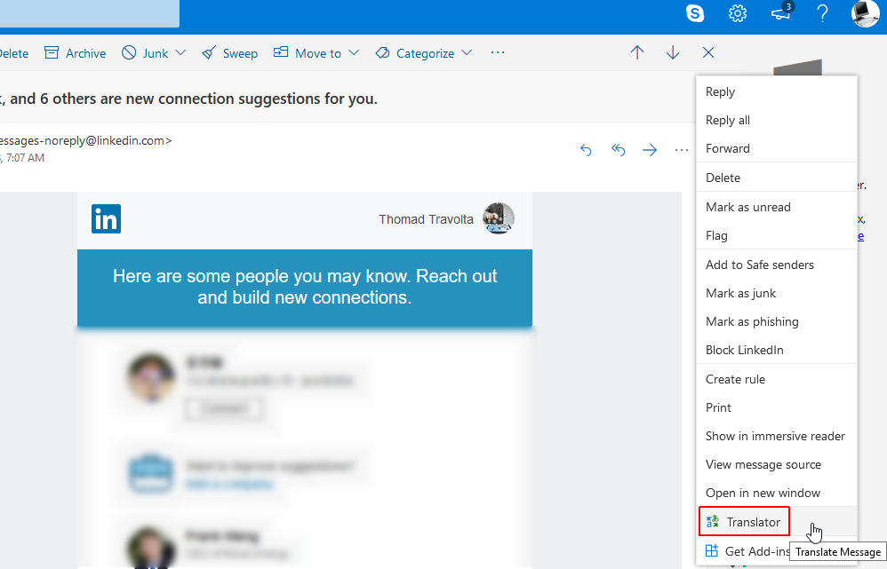 Read Emails in Different Languages with Translator for Outlook