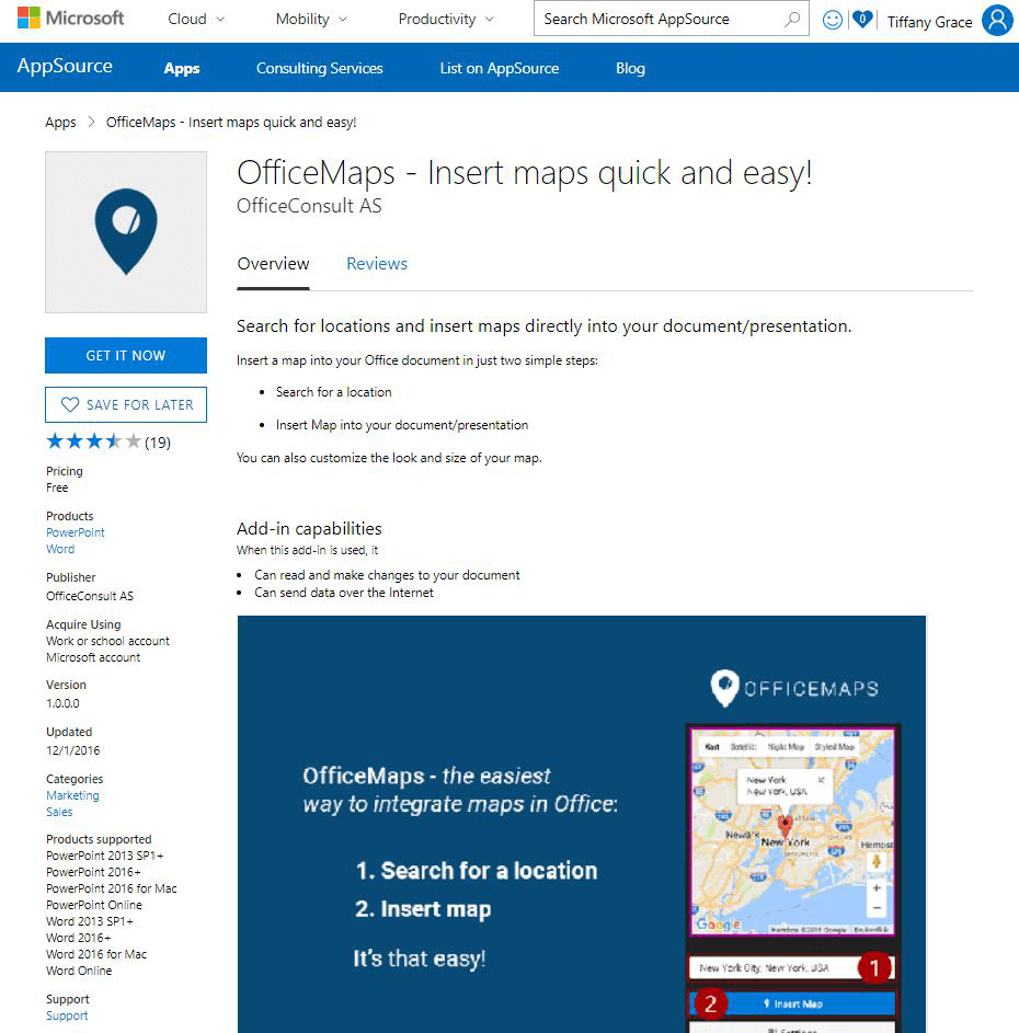 Search Locations & Insert Maps in PowerPoint & Word with OfficeMaps